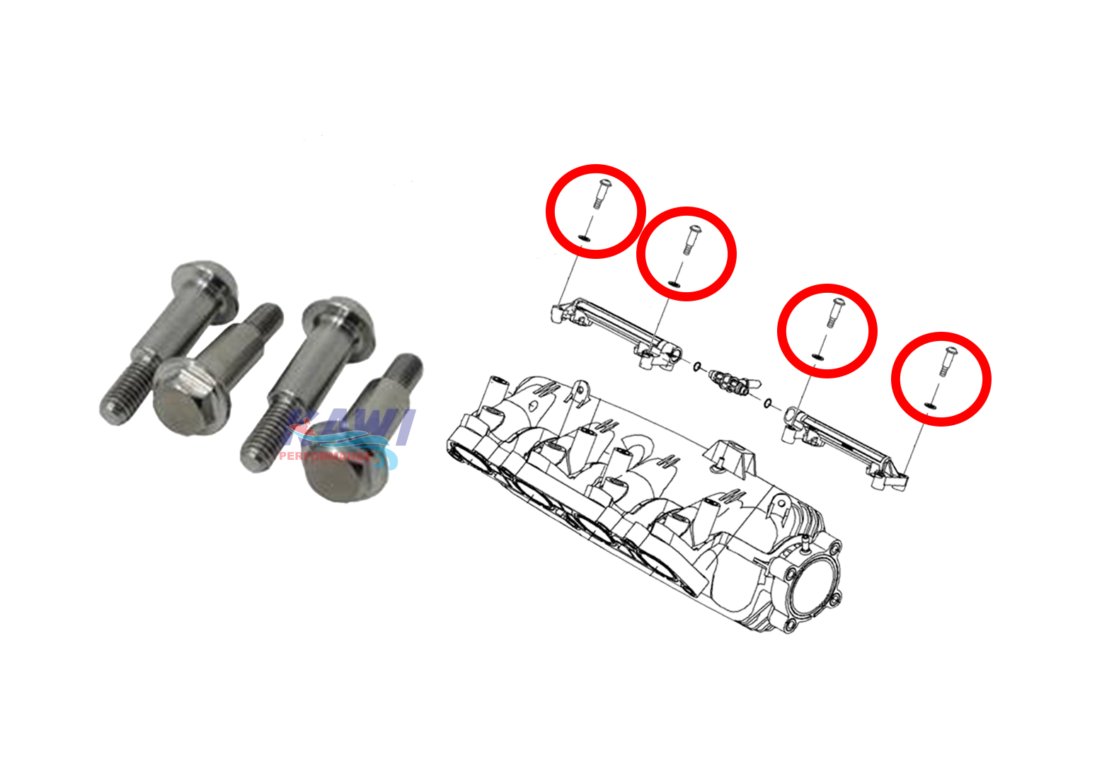 KP Kawasaki 316 Stainless Steel Fuel Rail Mount Bolts - Kawi Performance