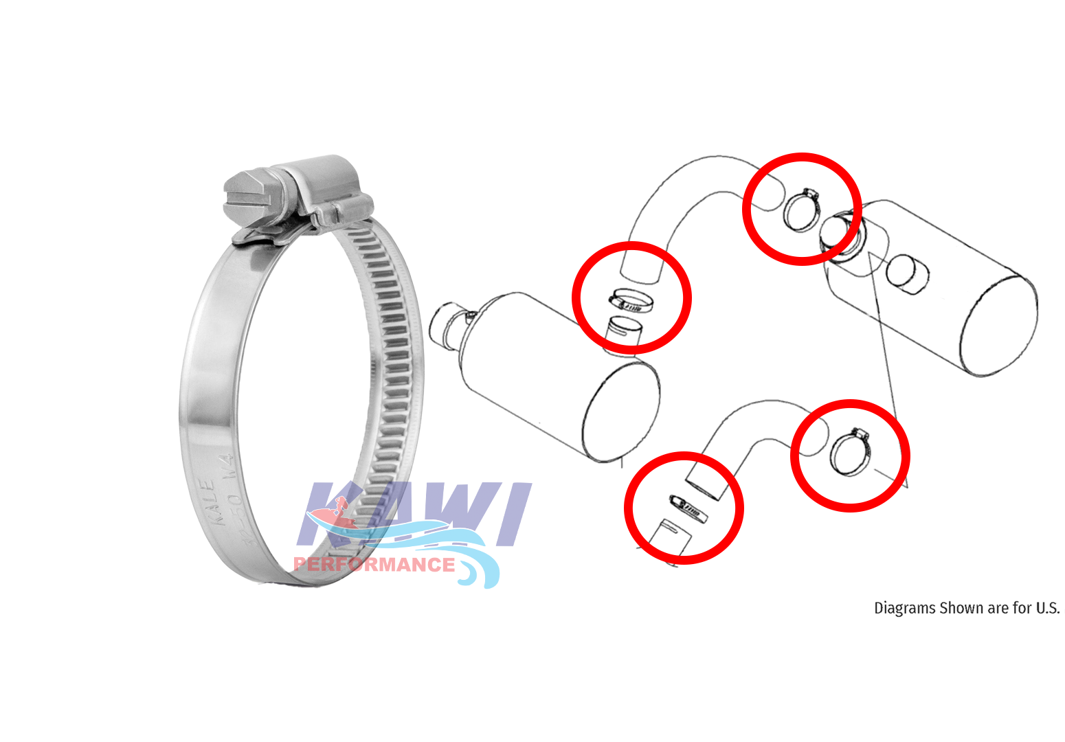 Kawasaki Exhaust Hose Clamp - Kawi Performance